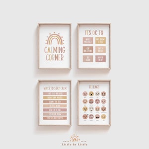 Set of 4 Calming Corner Prints, Boho Watercolor, Calming Techniques ...