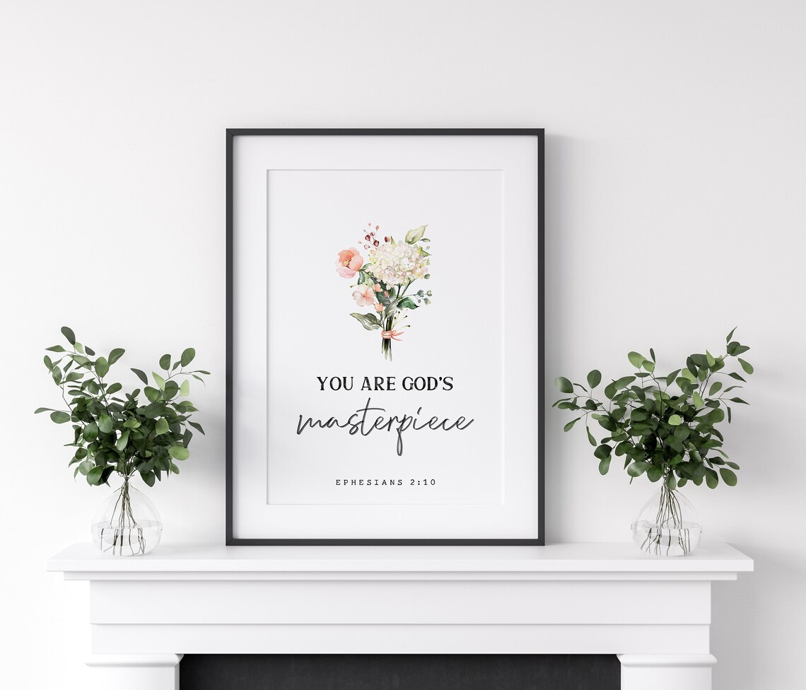 You are god's masterpiece Bible Verse Wall Art Ephesians | Etsy