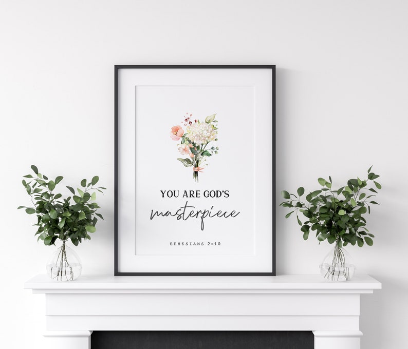 You are god's masterpiece Bible Verse Wall Art Ephesians | Etsy