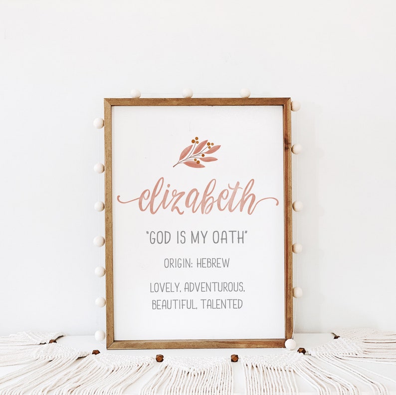 Elizabeth Name Meaning Print Elizabeth Name Art Baby Shower - Etsy