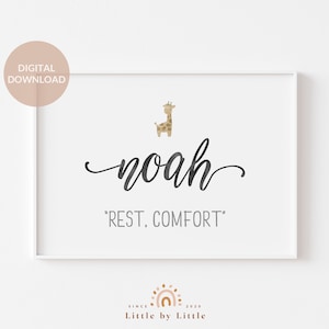 Noah Name Art, Noah Name Meaning Print, Baby Shower Gift, Boys Room ...