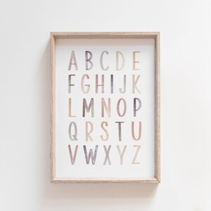 SET of 2 Prints, Watercolor Alphabet Number, Montessori Wall Art ...