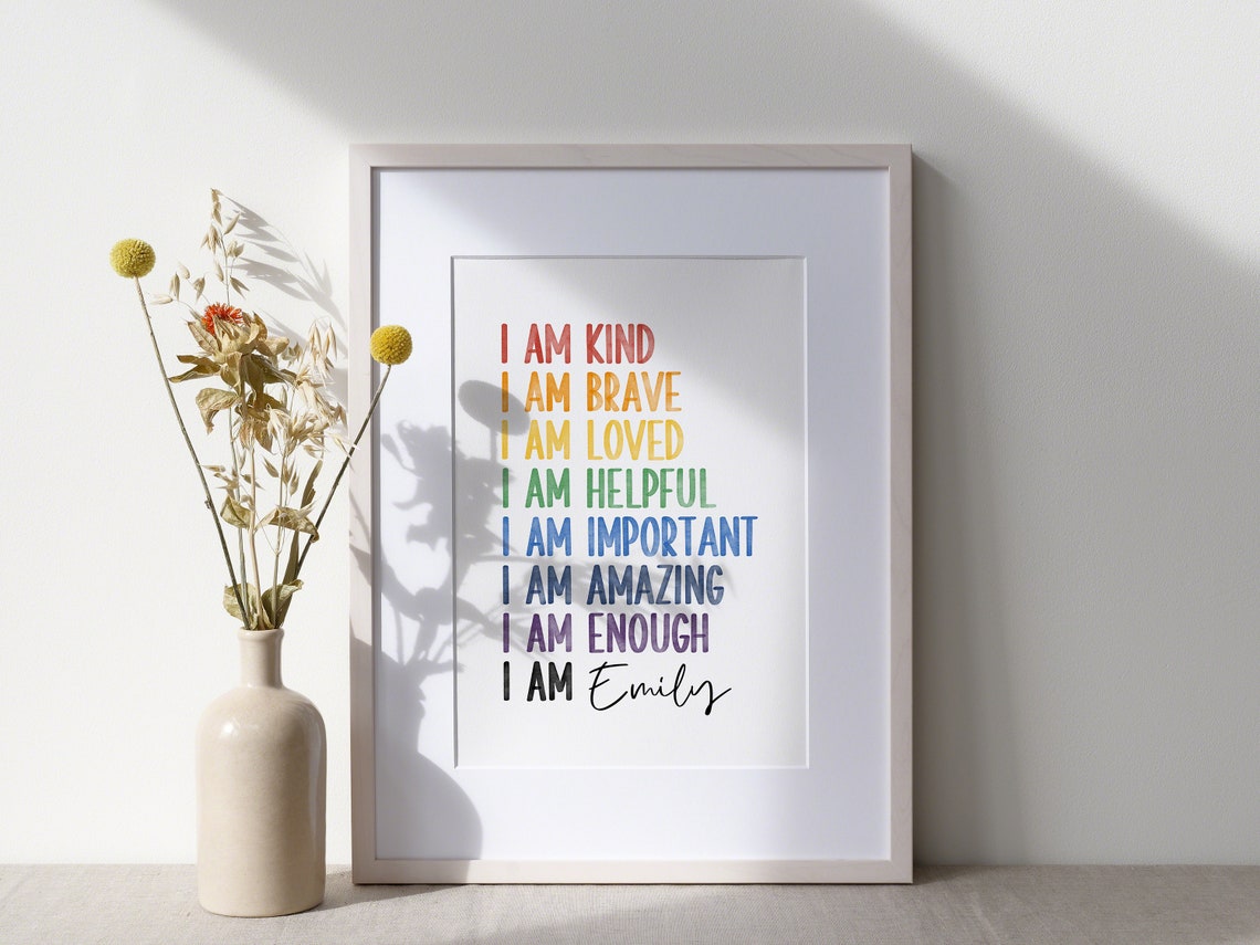 Custom Kids Affirmation Wall Art Custom Name Print - Etsy