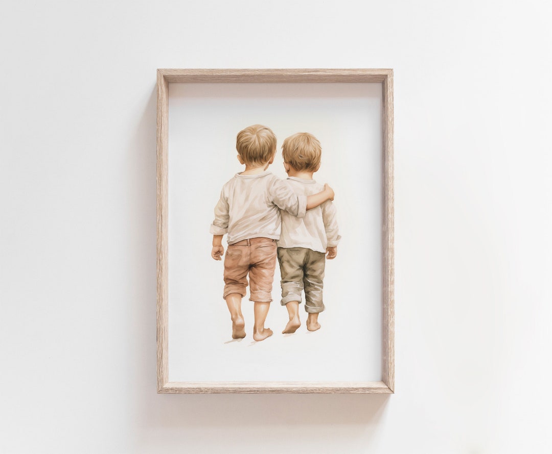 Neutral Watercolor Brothers Painting, Boys Room Decor, Big Brother ...