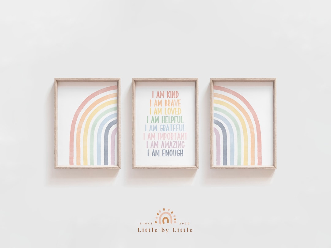 Pastel Rainbow Watercolor Prints: Kids Positive Affirmations (set of 3 ...