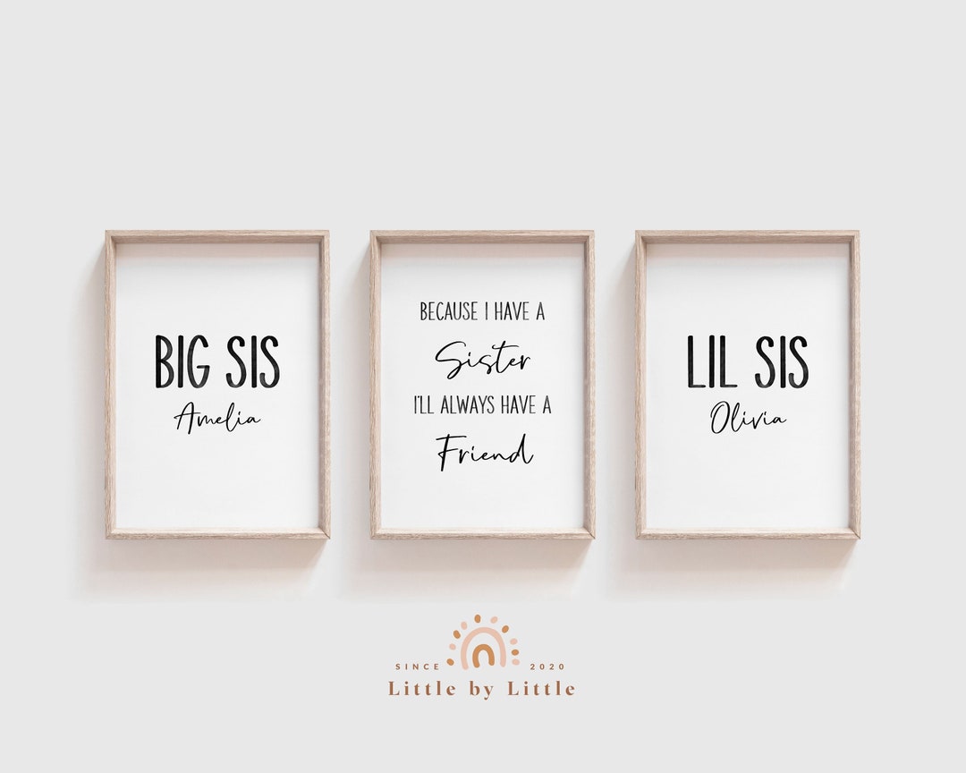 SET of 3 Print Custom Sister Name Sign Sister Quotes - Etsy