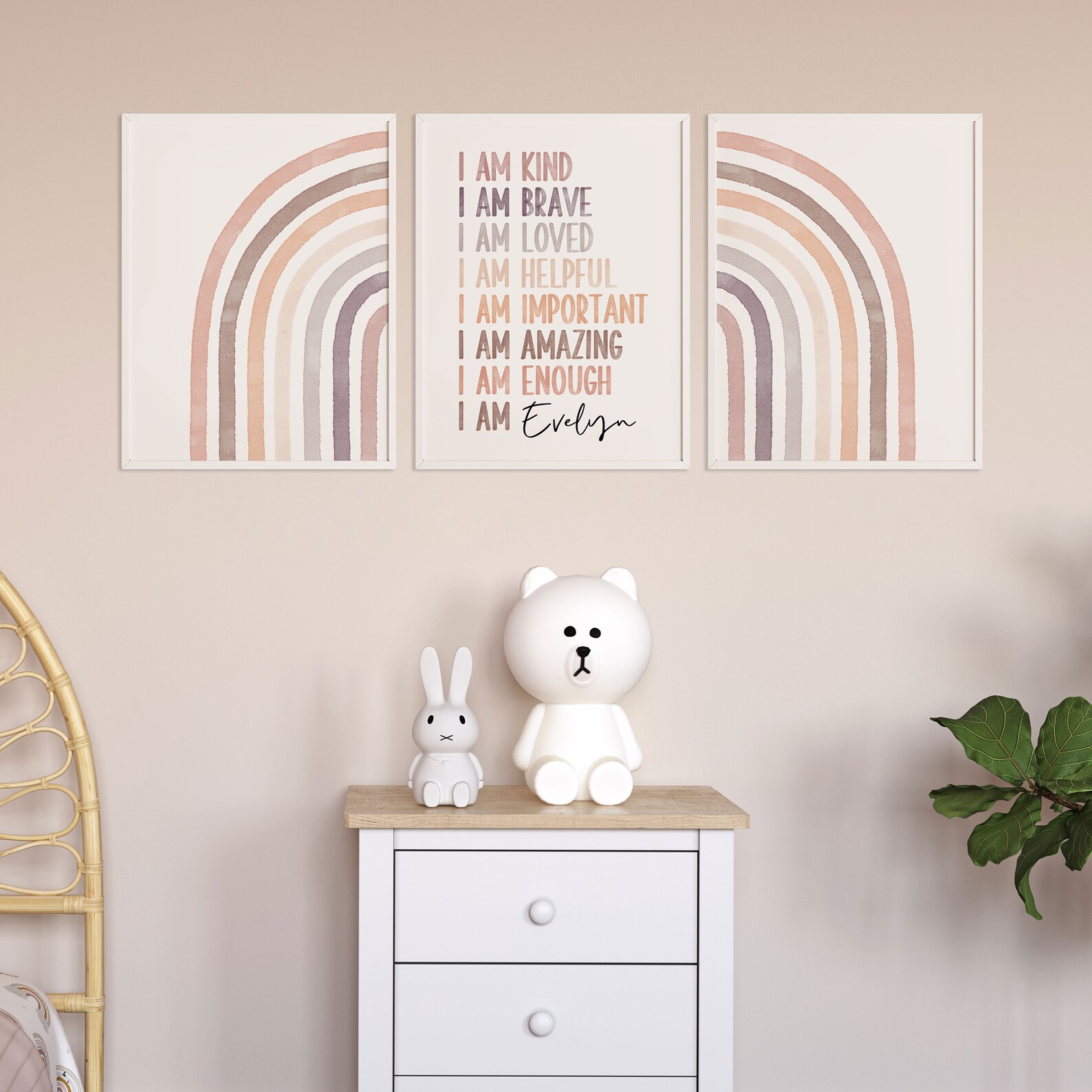 Neutral Kids Affirmation Wall Art SET of 3 Custom Kids - Etsy