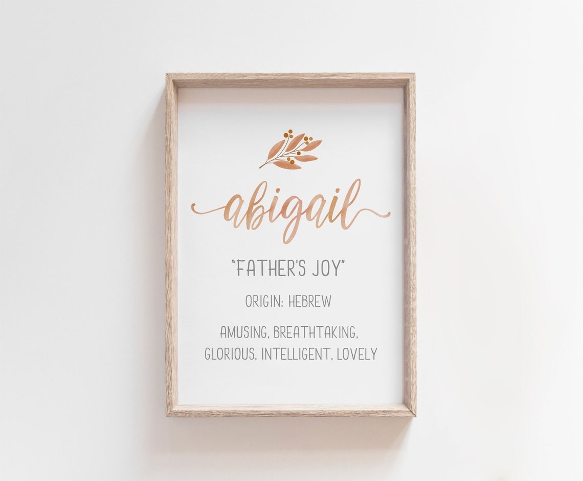 Abigail Name Meaning Print Abigail Name Art Baby Shower | Etsy