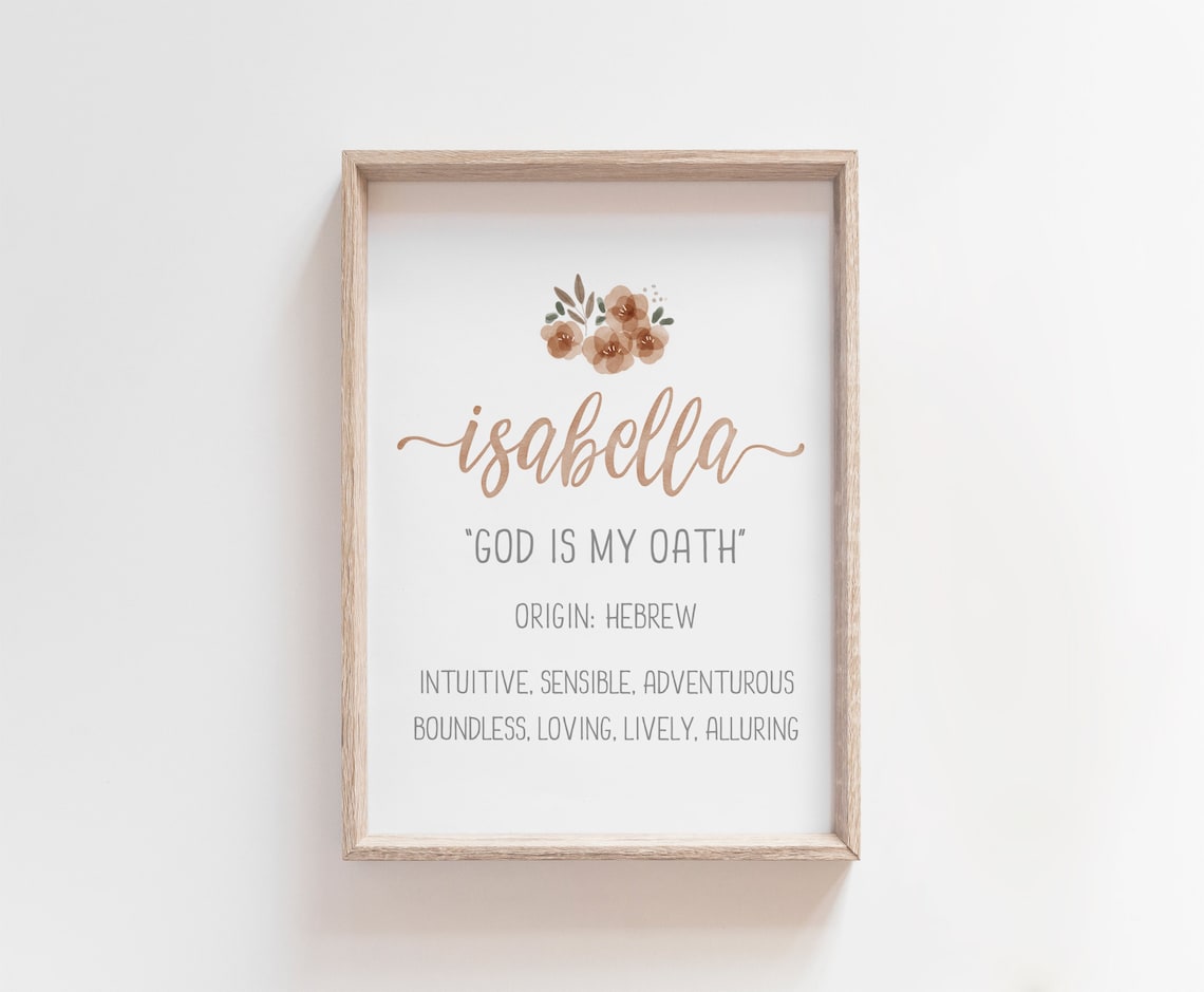 Isabella Name Meaning Print Isabella Name Art Baby Shower | Etsy