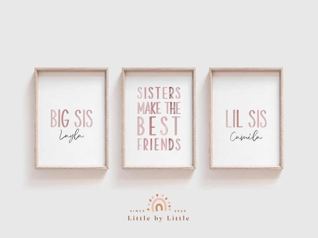 Set of 3 Blush Pink Sister Prints Custom Sister Name Sister - Etsy
