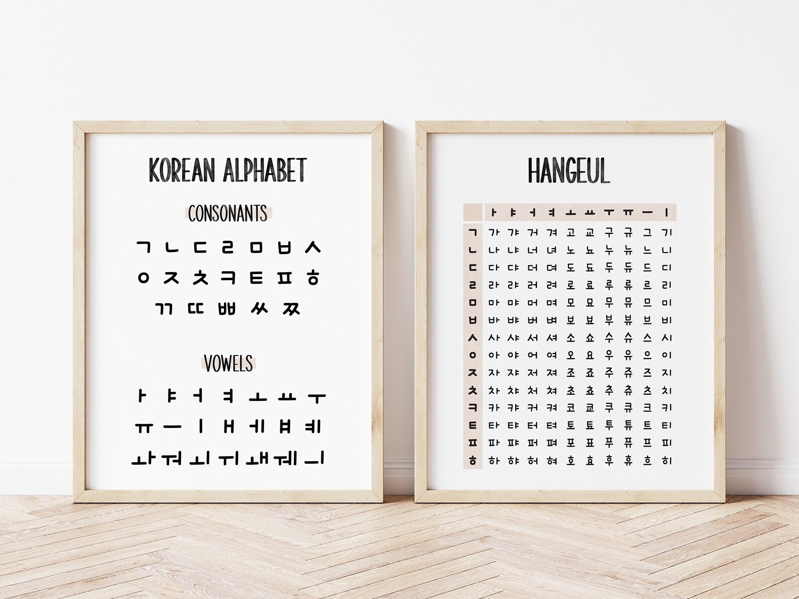 SET of 2 Korean Alphabet Poster Hangul Chart Learn Korean - Etsy