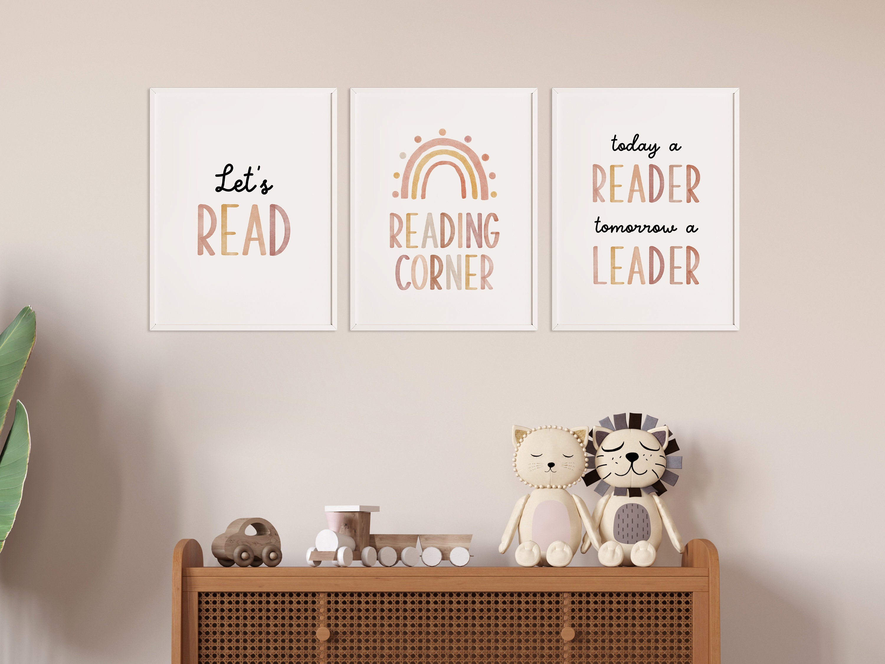 Boho Reading Corner Sign Let's Read Today a Reader - Etsy
