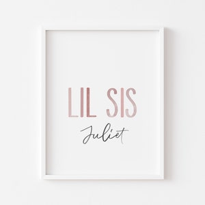 Set of 3 Blush Pink Sister Prints, Custom Sister Name, Sister Prints ...