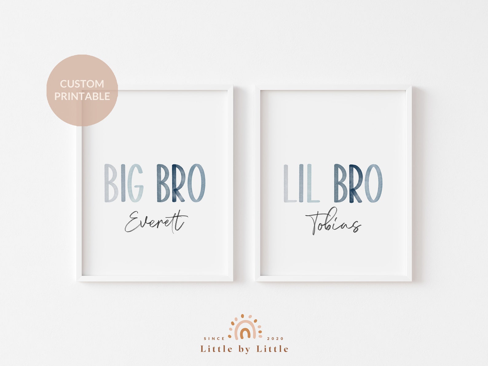 Custom Big Bro Lil Bro Print, SET of 2 Prints, Custom Brother Name ...