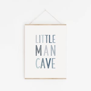 Blue Watercolor Little Man Cave Sign: Boys Nursery Decor (digital ...