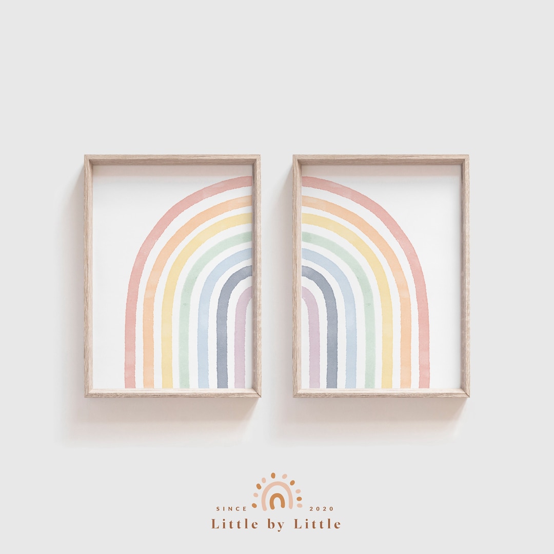 Pastel Rainbow Watercolor Half Rainbow Print SET of 2 - Etsy