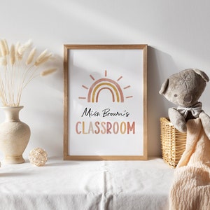 Custom Teacher Name Sign, Boho Classroom Decor, Teacher Door Sign, Boho ...