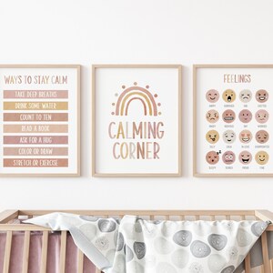 Boho Watercolor Calming Corner Signs, Set of 3, Calming Techniques ...