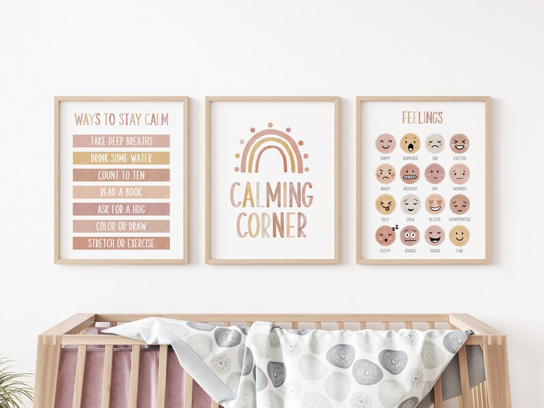 Boho Watercolor Calming Corner Signs Set of 3 Calming - Etsy