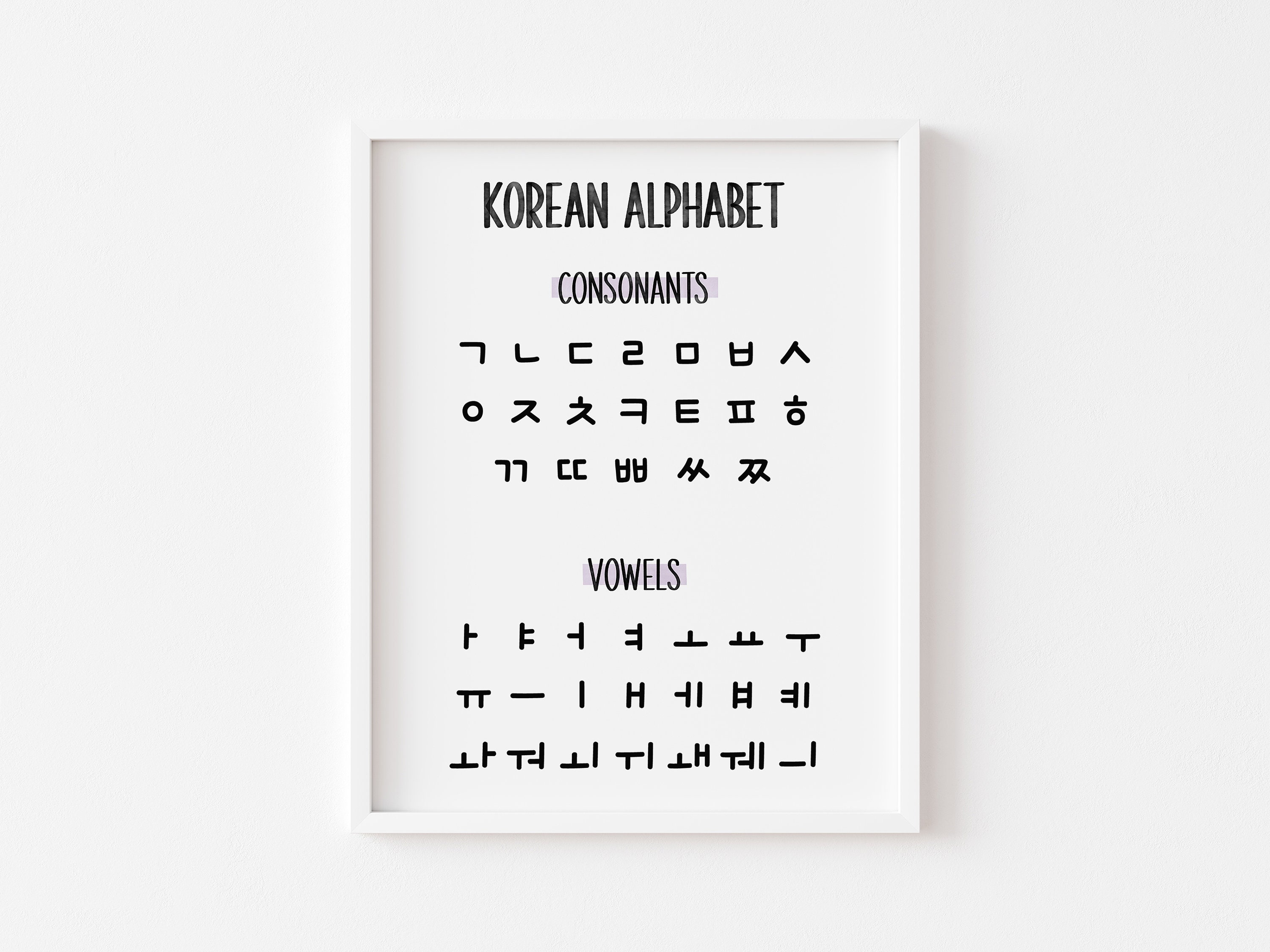 Korean Alphabet Letters A Z Chart