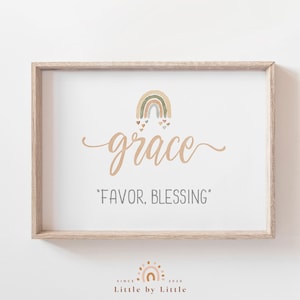 Grace Name Meaning Print, Watercolor Name Print, Baby Shower Gift ...