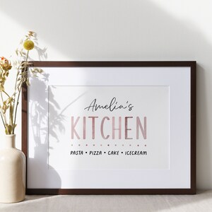 Custom Play Kitchen Sign, Personalized Gift for Little Girl, Pink ...