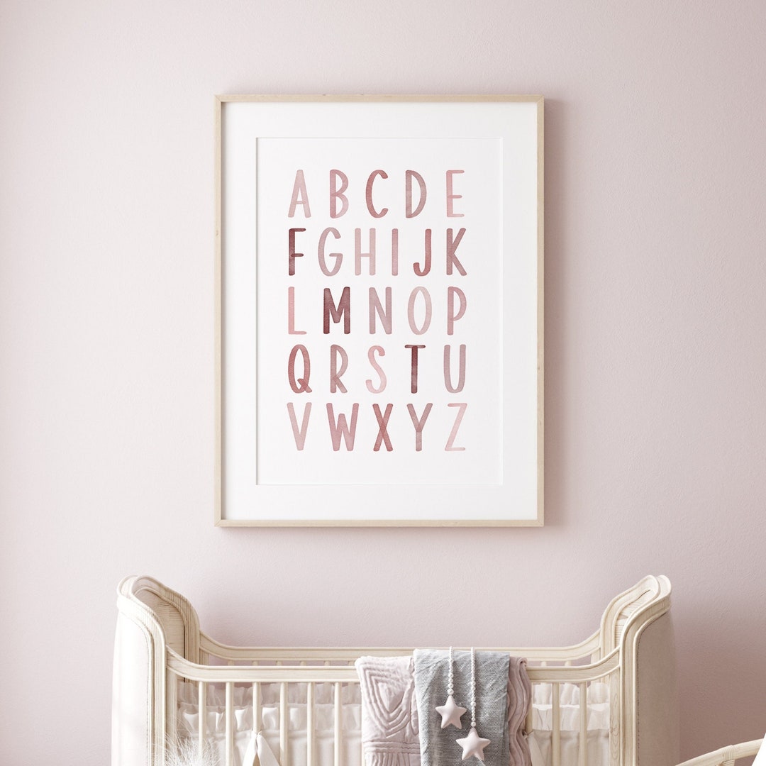 Blush Pink Watercolor Alphabet Print: Nursery Decor (digital Download ...