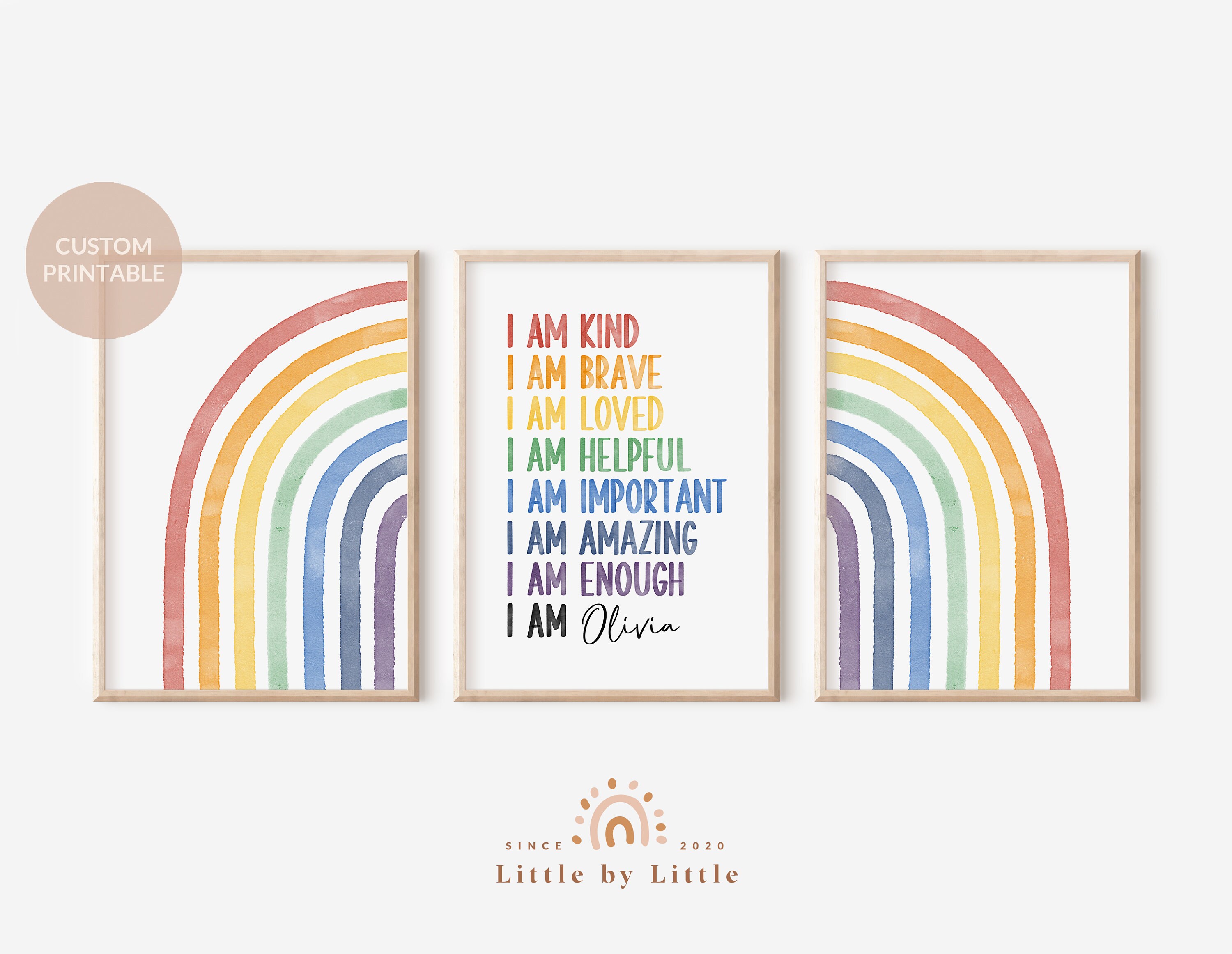 SET of 3 Kids Affirmation Prints Custom Kids Affirmation Wall - Etsy