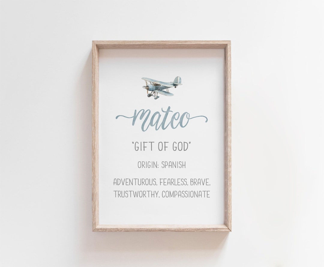 Mateo Name Meaning Print: Airplane Nursery Decor (digital Download) - Etsy
