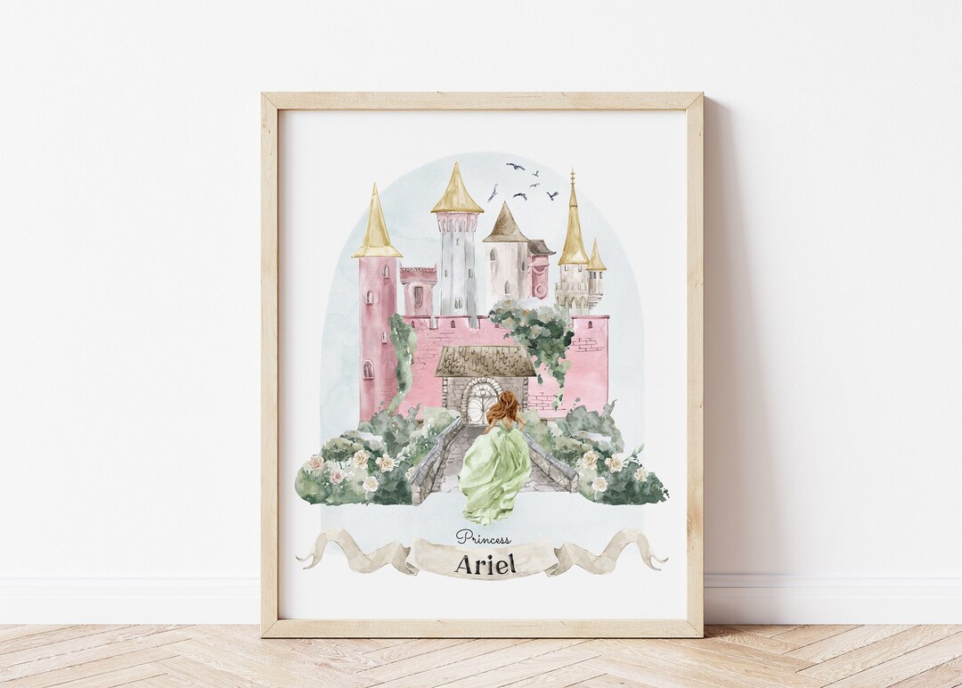 Custom Princess Castle Name Sign, Brown Hair Princess, Personalized ...