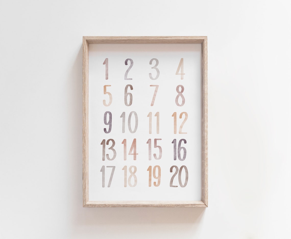 SET of 4 Prints Watercolor Alphabet Number Week Shapes | Etsy