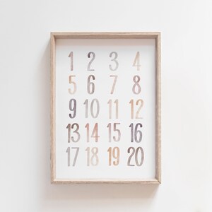 SET of 4 Prints, Watercolor Alphabet Number Week Shapes, Neutral ...