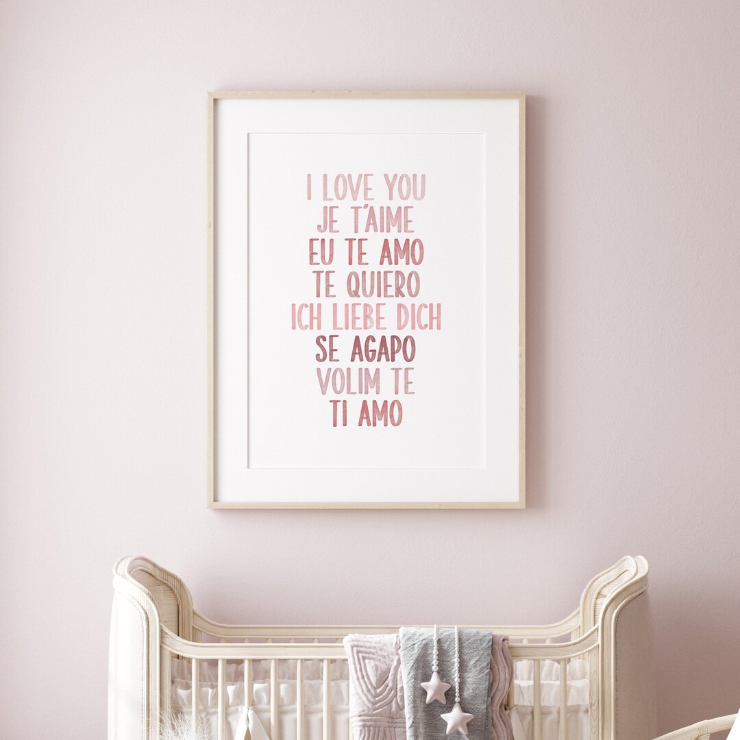 Pink Watercolor, I Love You in Different Languages, Valentines Day ...
