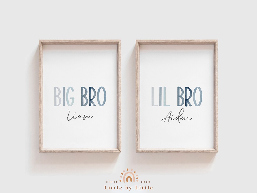 Custom Big Bro Lil Bro Print, SET of 2 Prints, Custom Brother Name ...