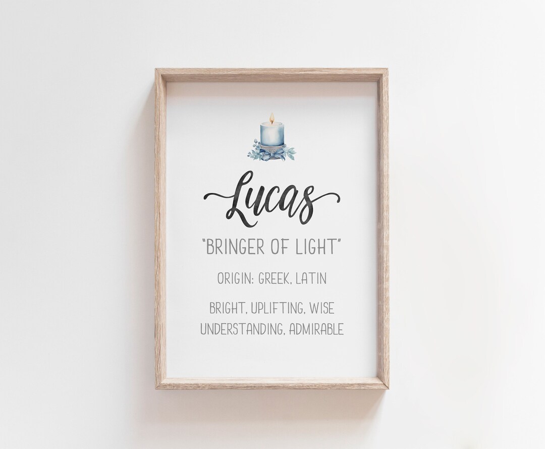 Lucas Name Meaning Print, Meaning of Lucas, Baby Shower Gift, Boys Room ...