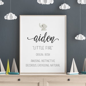 Aiden Name Meaning Print: Baby Boy Nursery Decor (instant Download) - Etsy