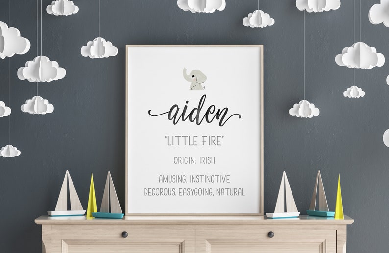 Aiden Name Meaning Print Aiden Name Art Baby Shower Gift - Etsy