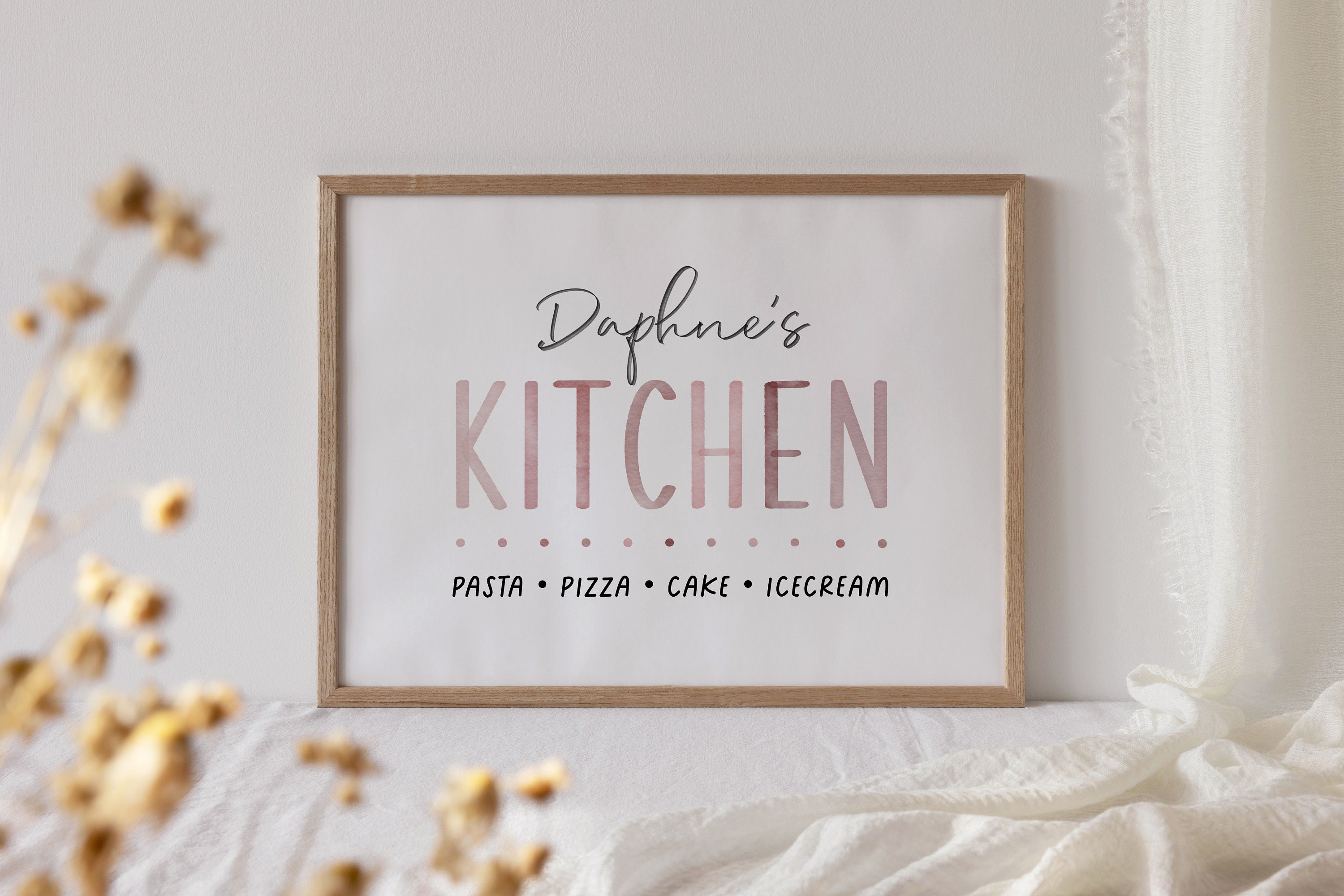 Custom Play Kitchen Sign, Personalized Gift for Little Girl, Pink ...