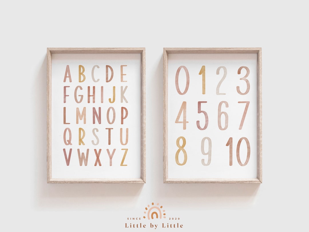 Boho Watercolor Alphabet & Numbers Print Set (digital Download) - Etsy