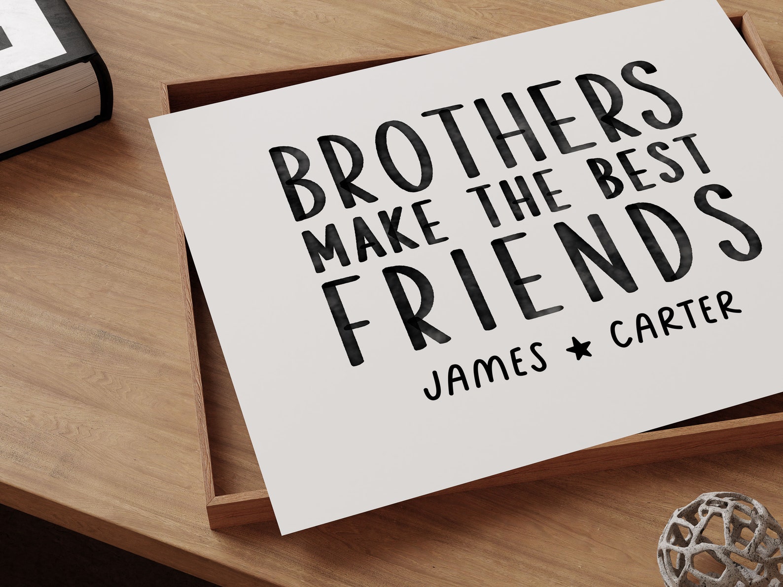 Black Watercolor Custom Brother Quote Print, Custom Name, Boy Room ...