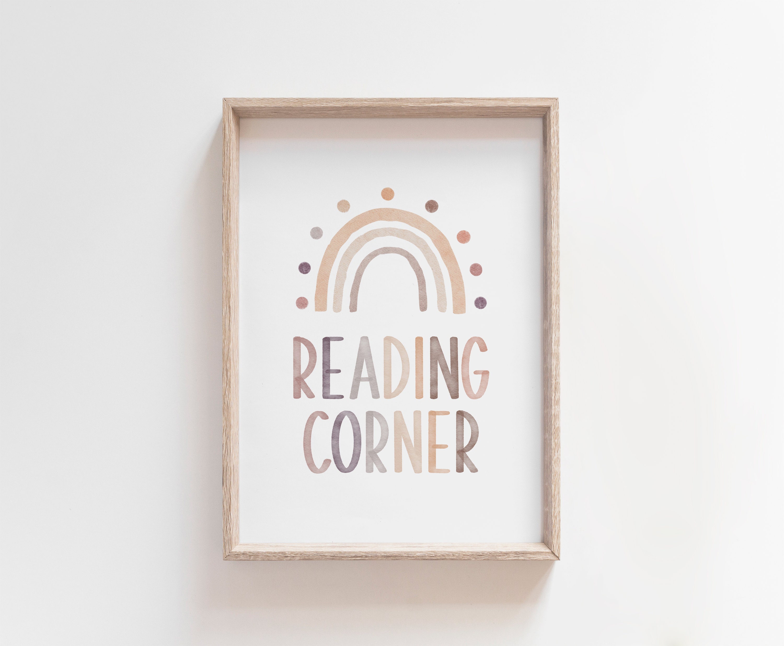 Reading Corner Sign Bundle: Neutral Watercolor Prints (digital Download ...