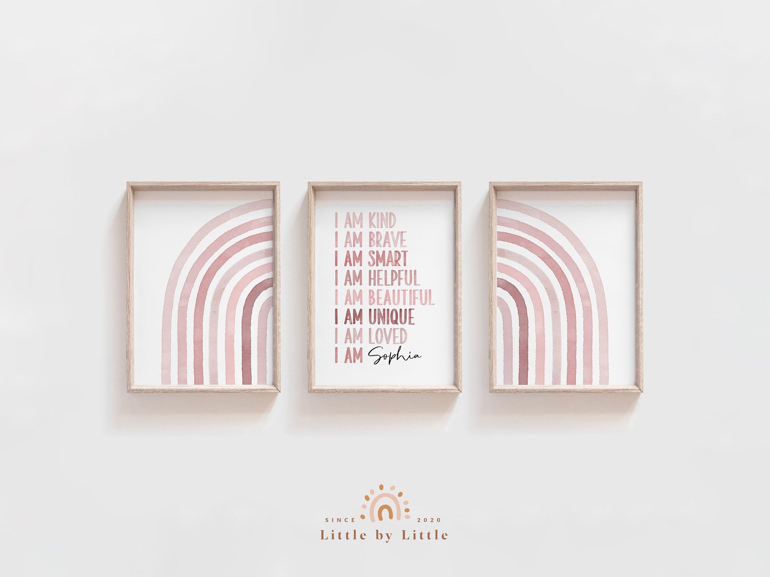 Girls Affirmation Print, SET of 3, Personalized Affirmation Wall Art ...