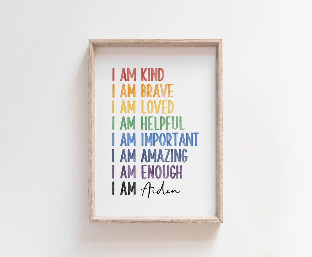 Custom Kids Affirmation Wall Art, Custom Name Print, Affirmation for ...