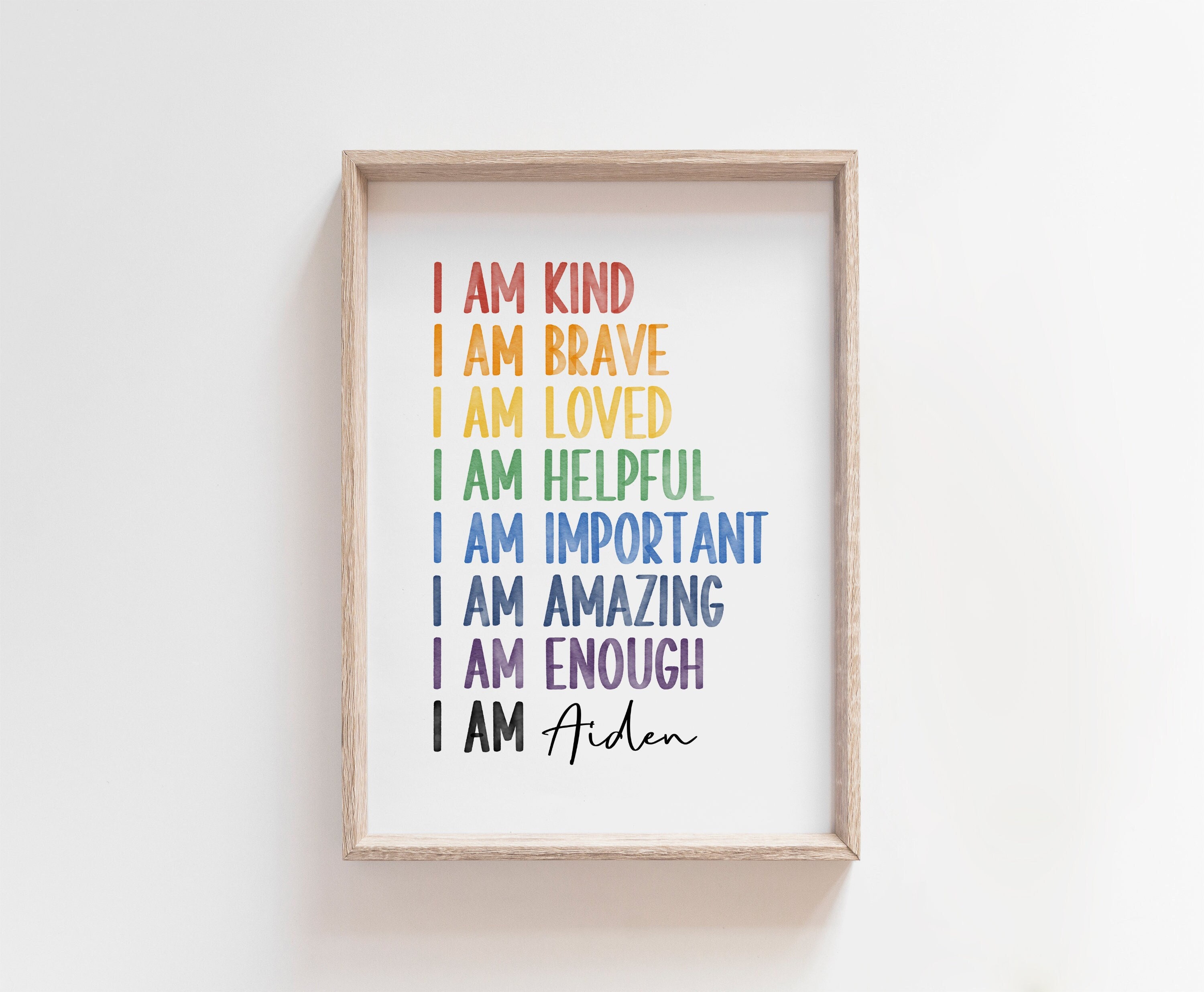 Custom Kids Affirmation Wall Art, Custom Name Print, Affirmation for ...