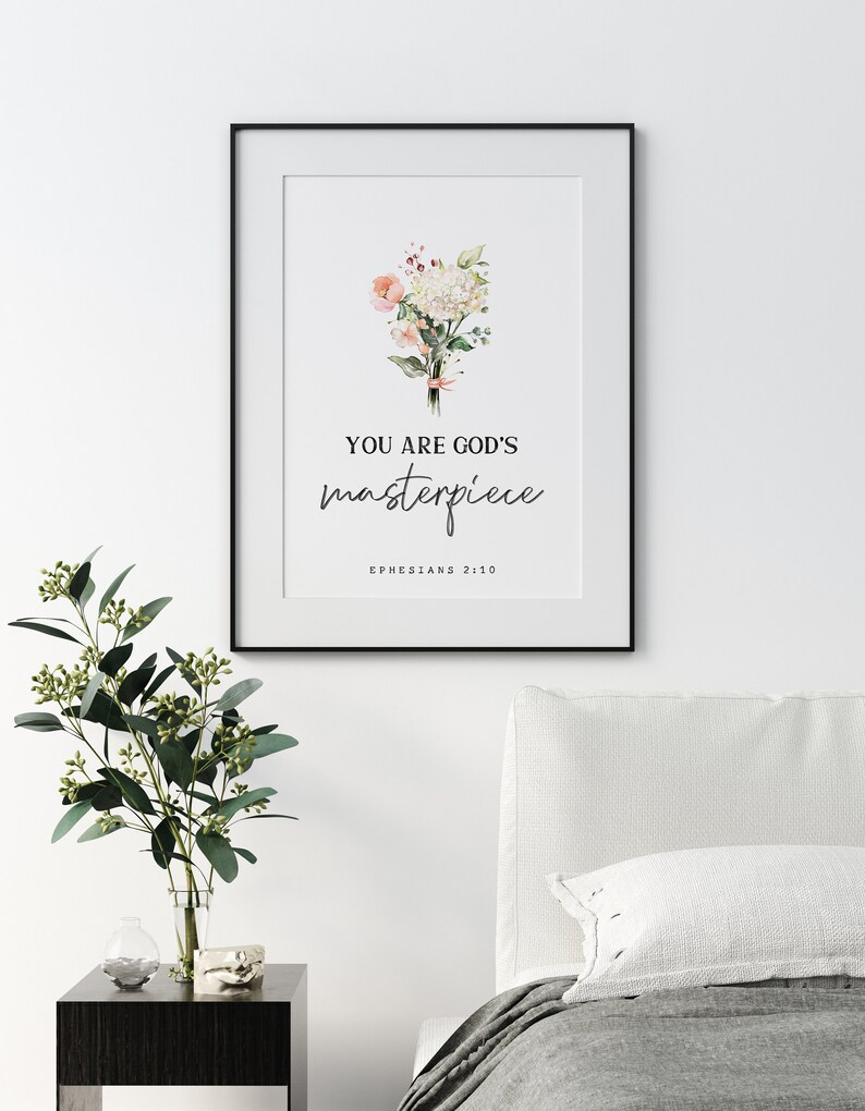 You are god's masterpiece Bible Verse Wall Art Ephesians | Etsy