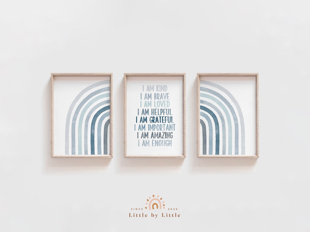 Blue Watercolor Kids Affirmations, SET of 3 Prints, Boys Room Decor ...
