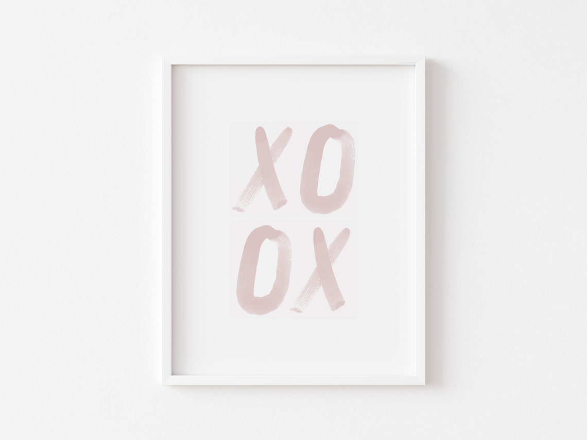 Set of 2 Love Prints Blush Pink XOXO Print Watercolor | Etsy