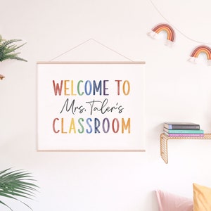 Welcome to Classroom Sign, Teacher Name Sign, Custom Classroom Print ...