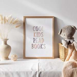 Cool Kids Read Books, Boho Classroom Decor, Kids Wall Art, Neutral ...