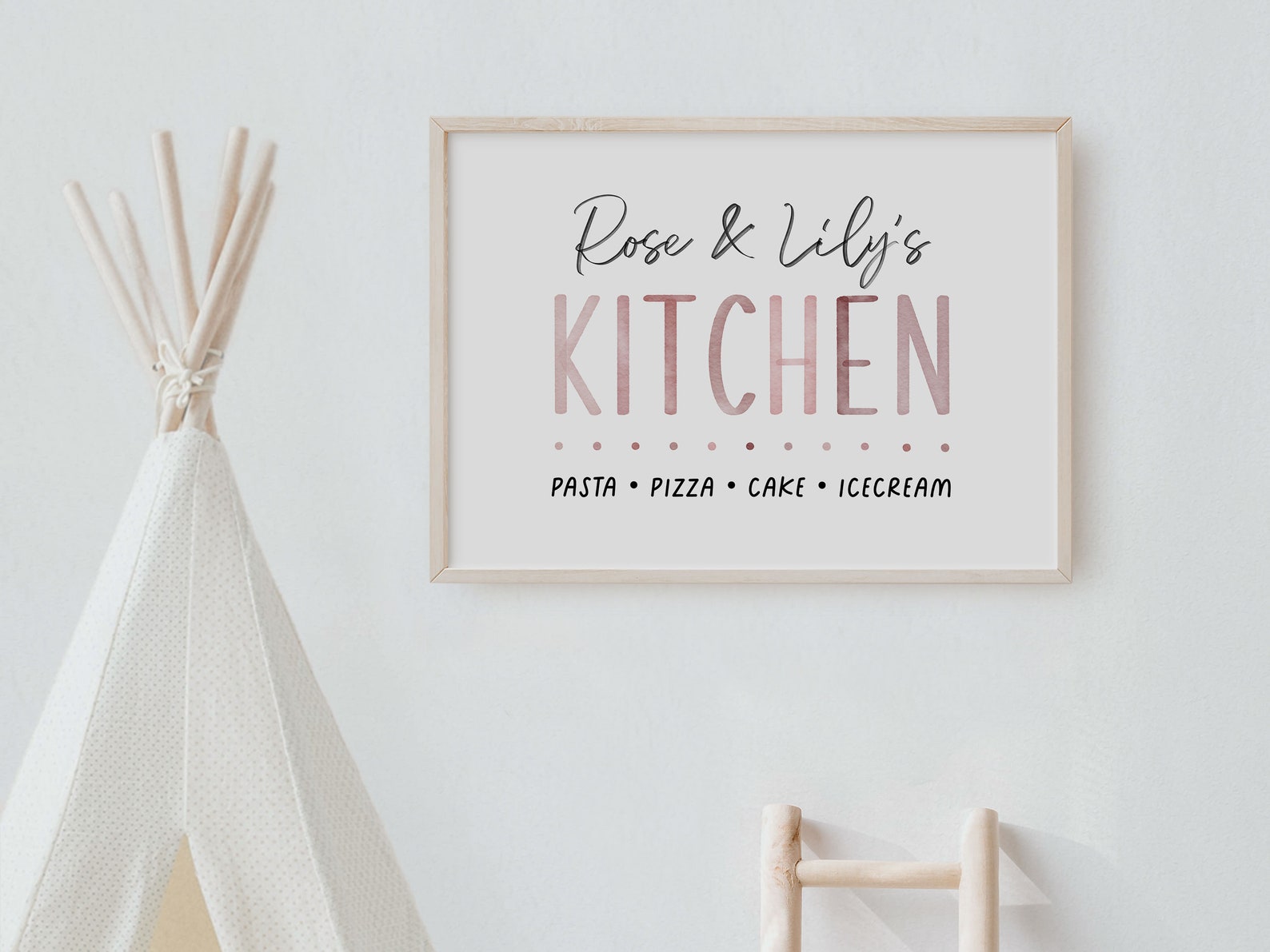 Custom Play Kitchen Sign, Personalized Gift for Little Girl, Pink ...